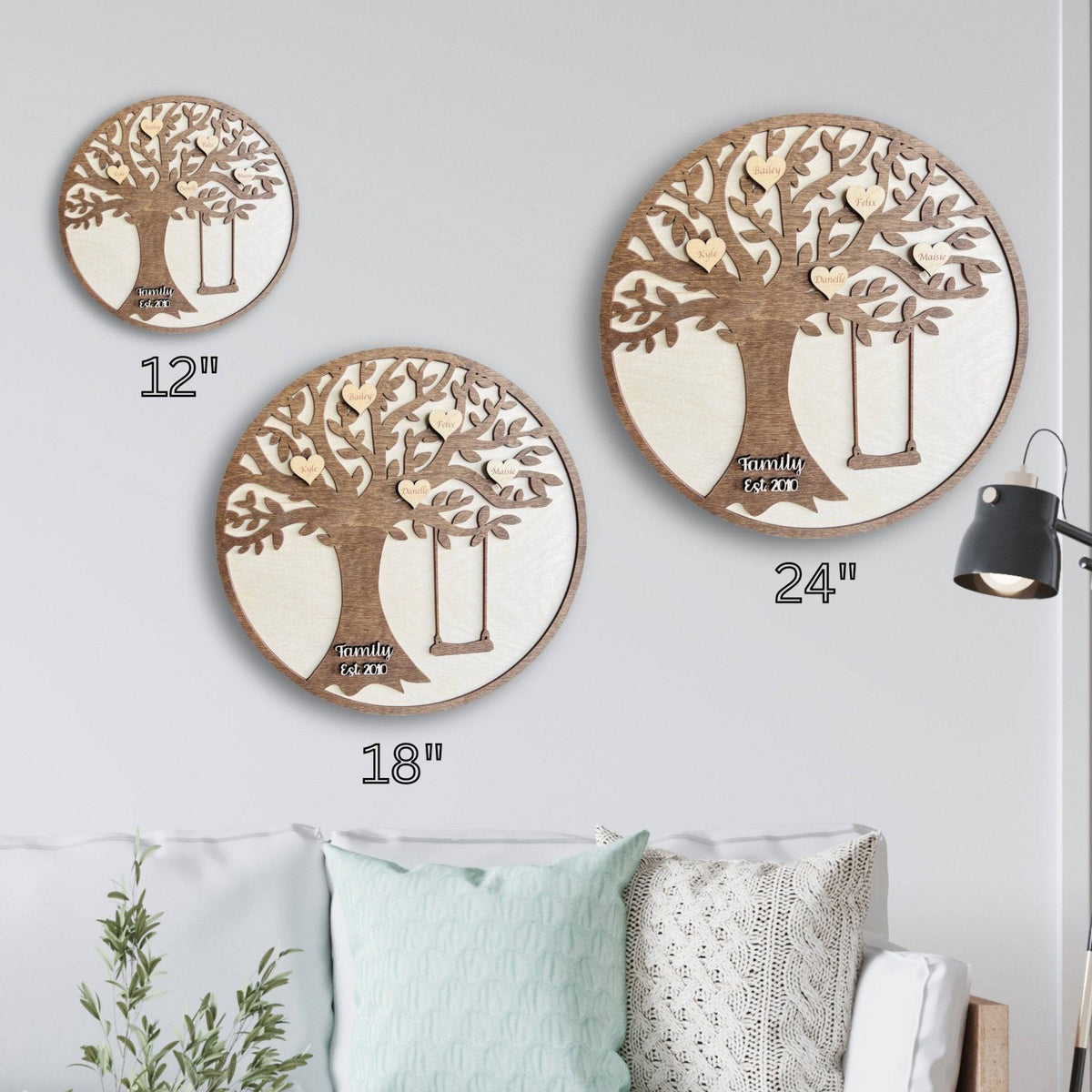 Personalized Family Tree Round Sign | Sticks & Doodles